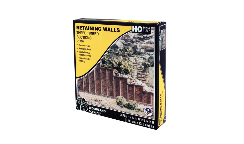 Timber Retaining Wall - HO Scale - ScenesnNature